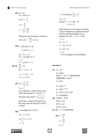 2010 mathematics hsc solutions | PDF