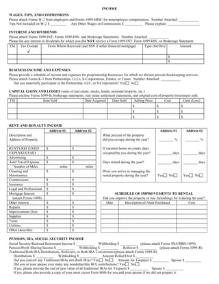 2010 Personal Income Tax Questionnaire | PDF