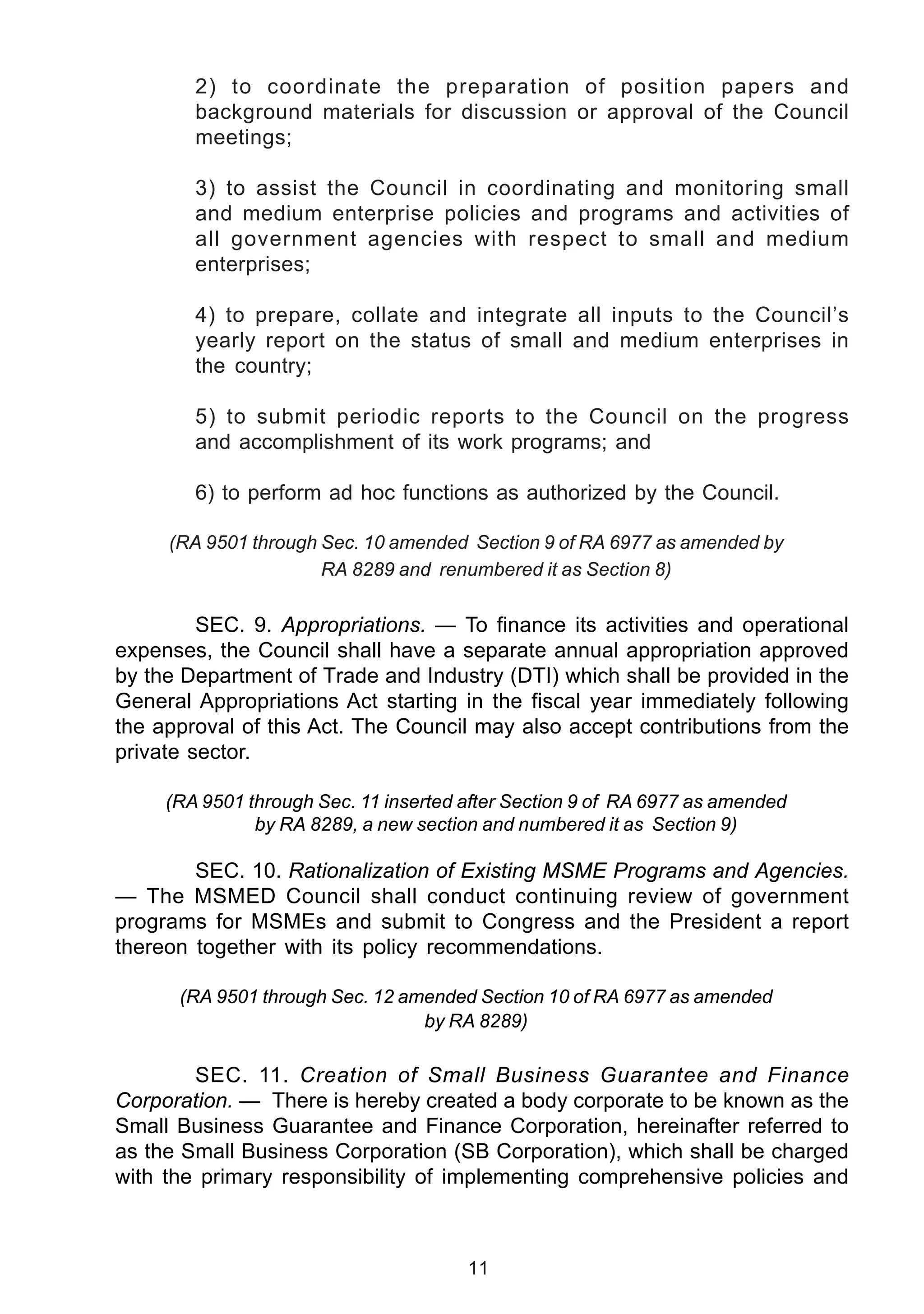 Magna Carta for MSME's (2010) R.A. 9501 | PDF