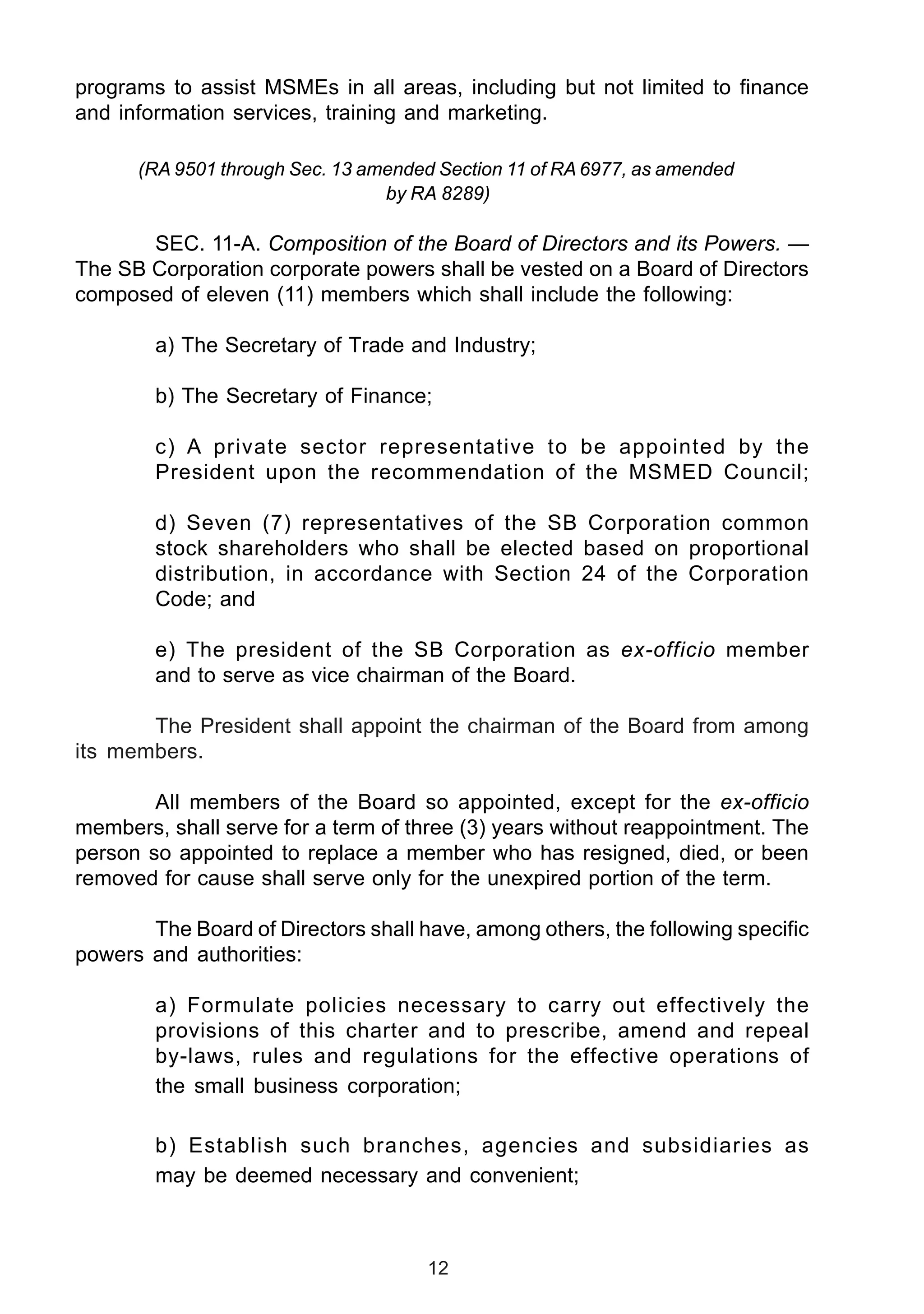 Magna Carta for MSME's (2010) R.A. 9501 | PDF