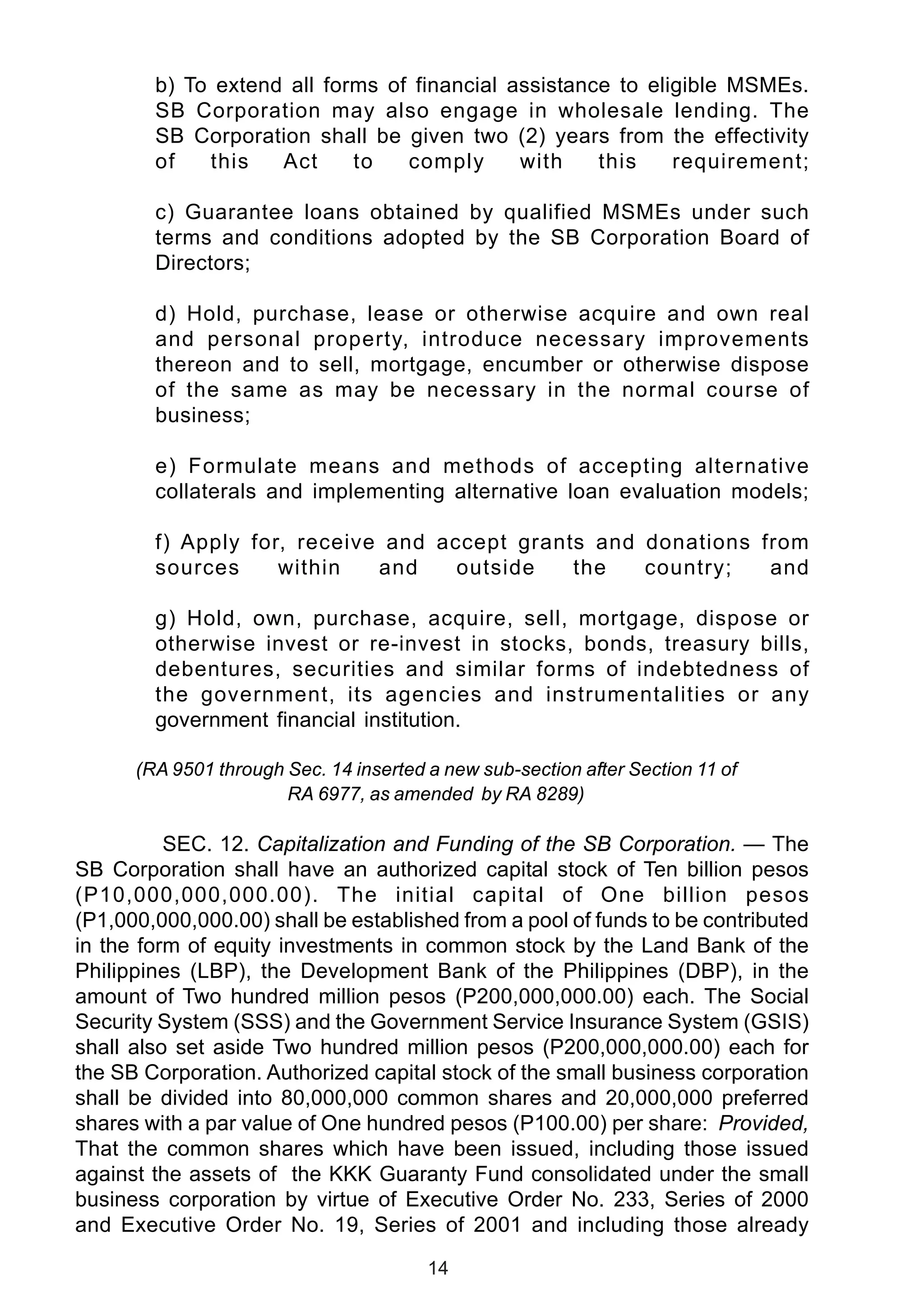 Magna Carta for MSME's (2010) R.A. 9501 | PDF