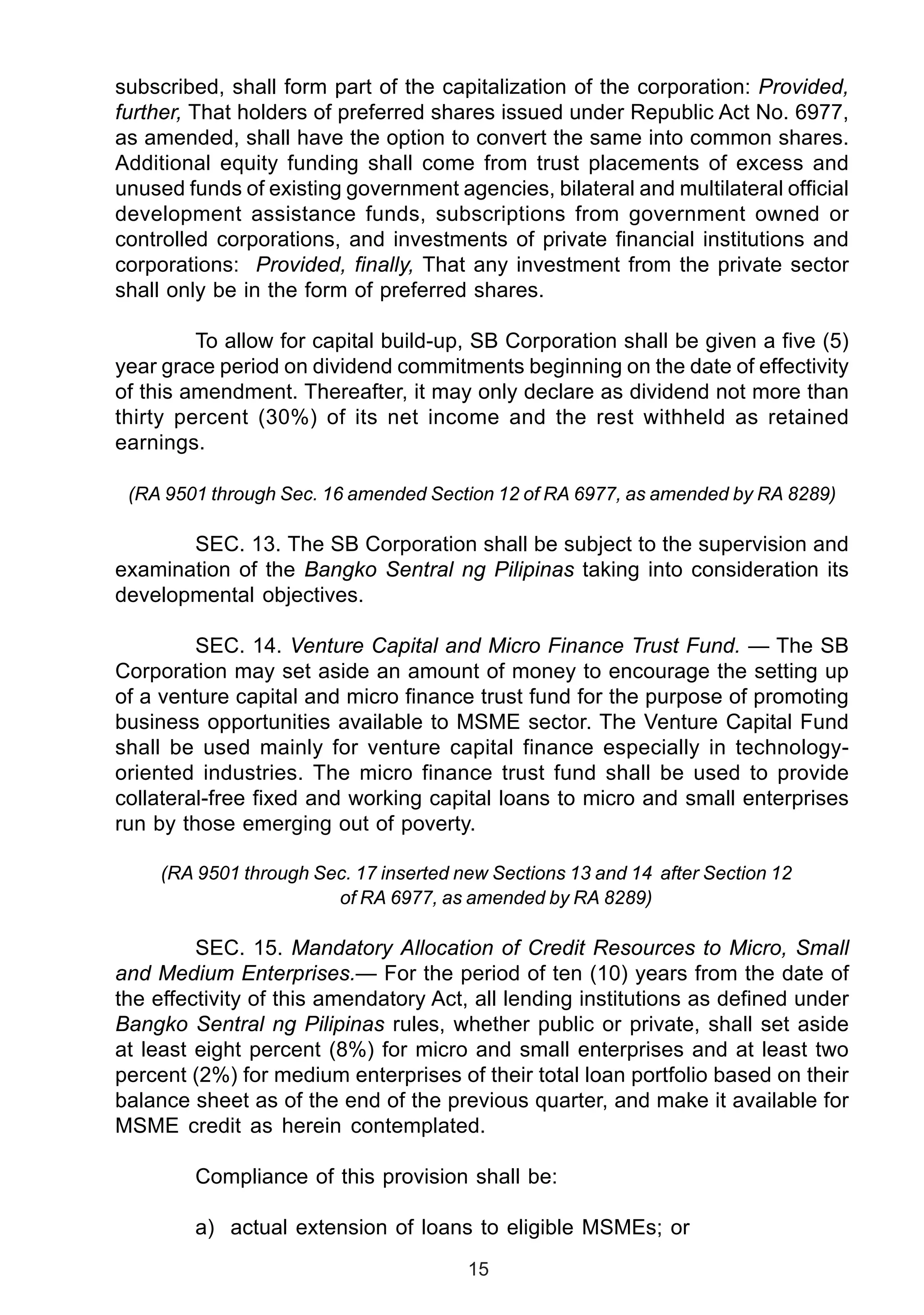 Magna Carta for MSME's (2010) R.A. 9501 | PDF