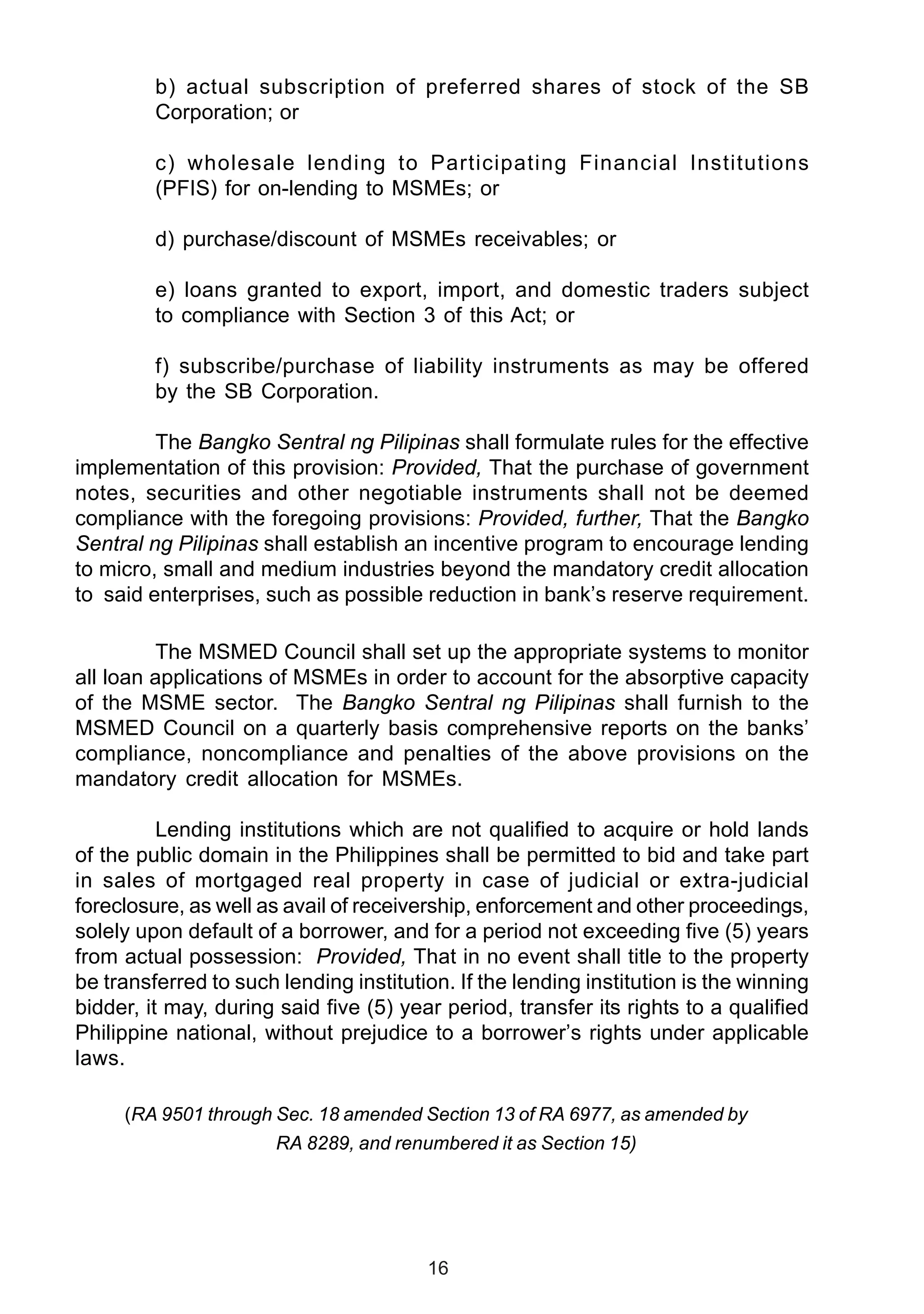 Magna Carta for MSME's (2010) R.A. 9501 | PDF