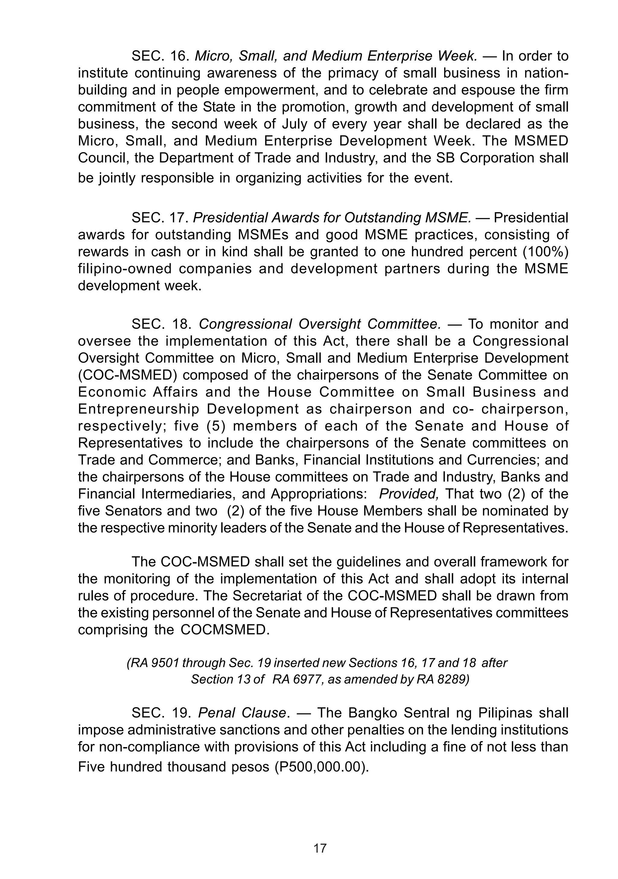 Magna Carta for MSME's (2010) R.A. 9501 | PDF