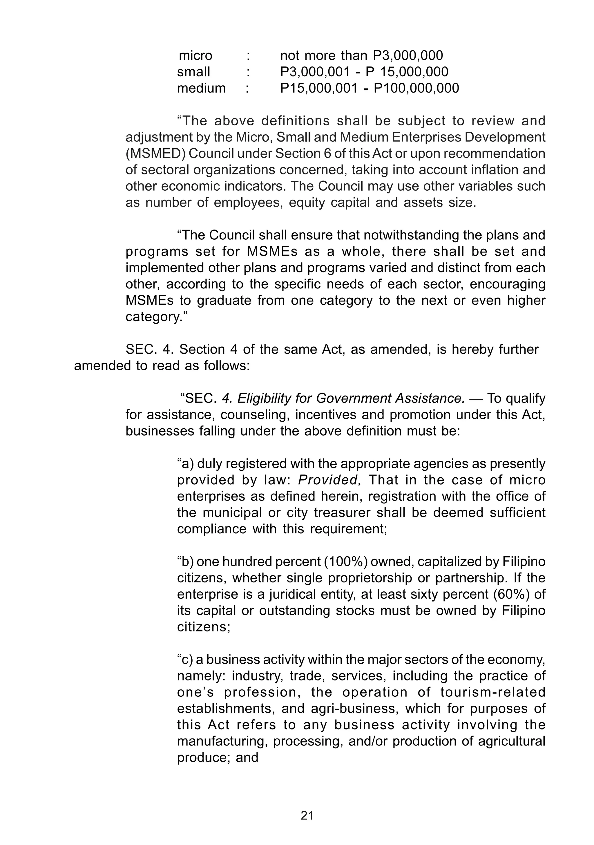 Magna Carta for MSME's (2010) R.A. 9501 | PDF