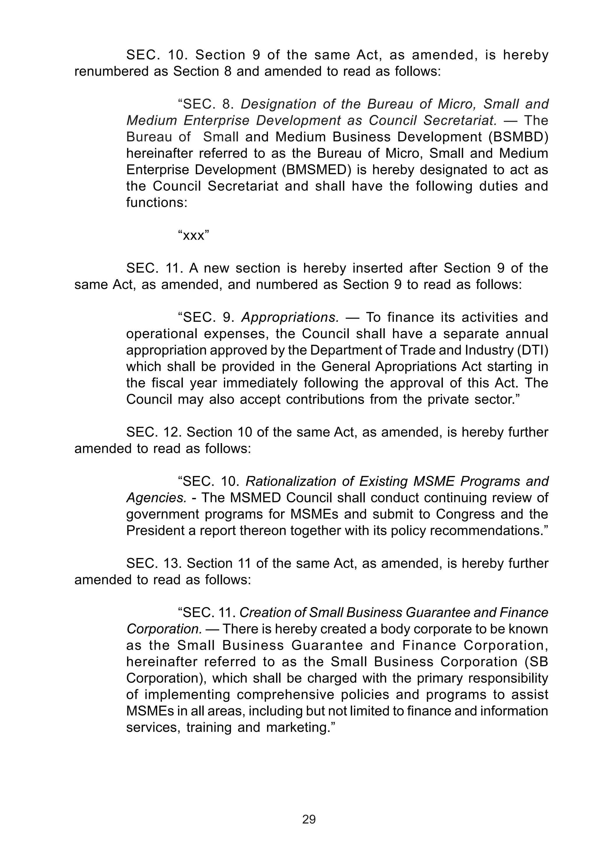 Magna Carta for MSME's (2010) R.A. 9501 | PDF