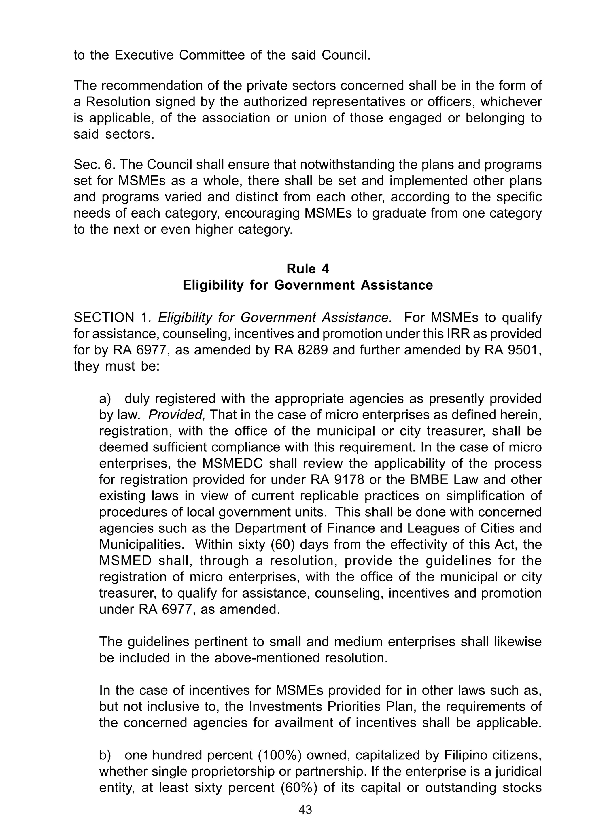 Magna Carta for MSME's (2010) R.A. 9501 | PDF