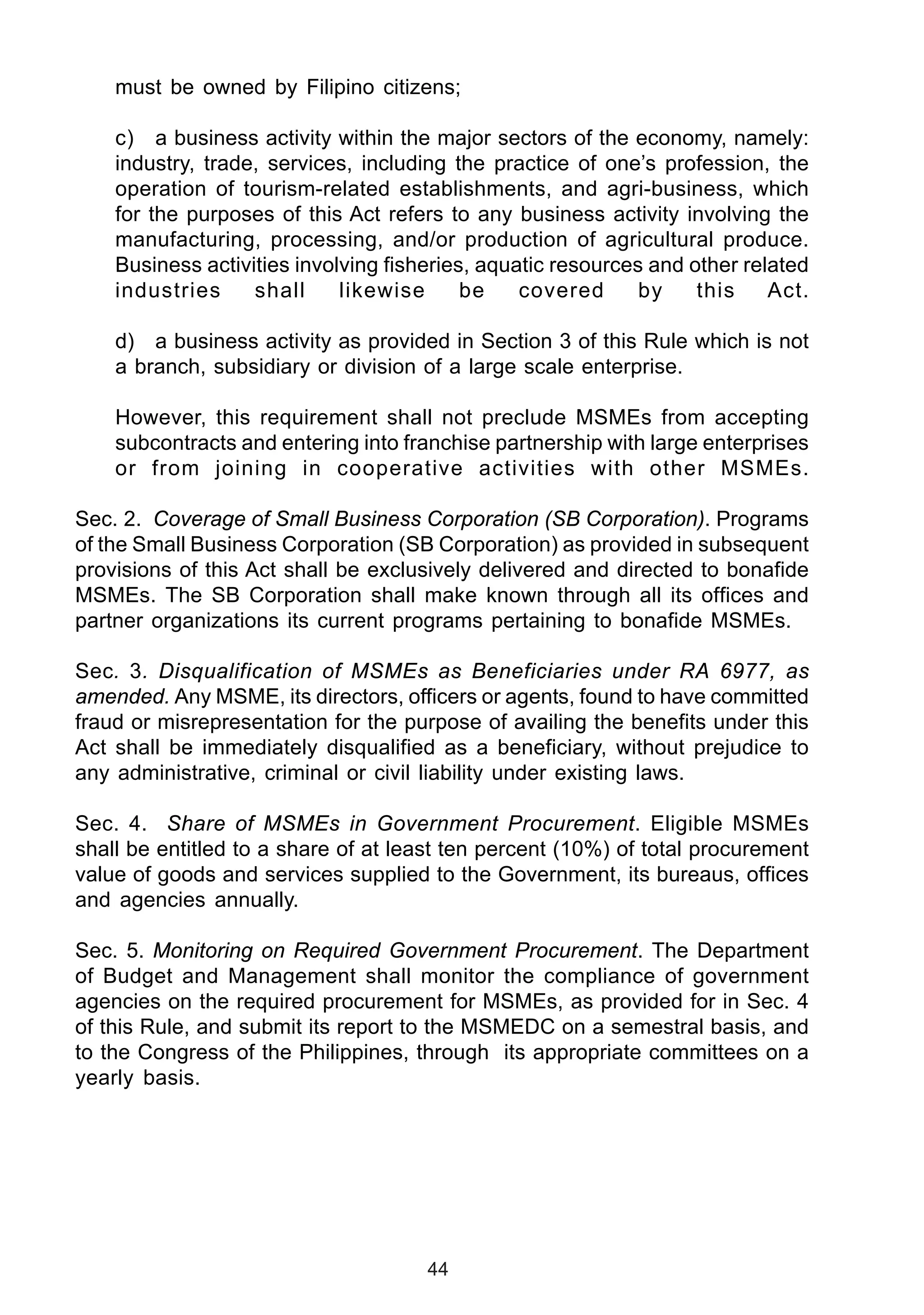 Magna Carta for MSME's (2010) R.A. 9501 | PDF