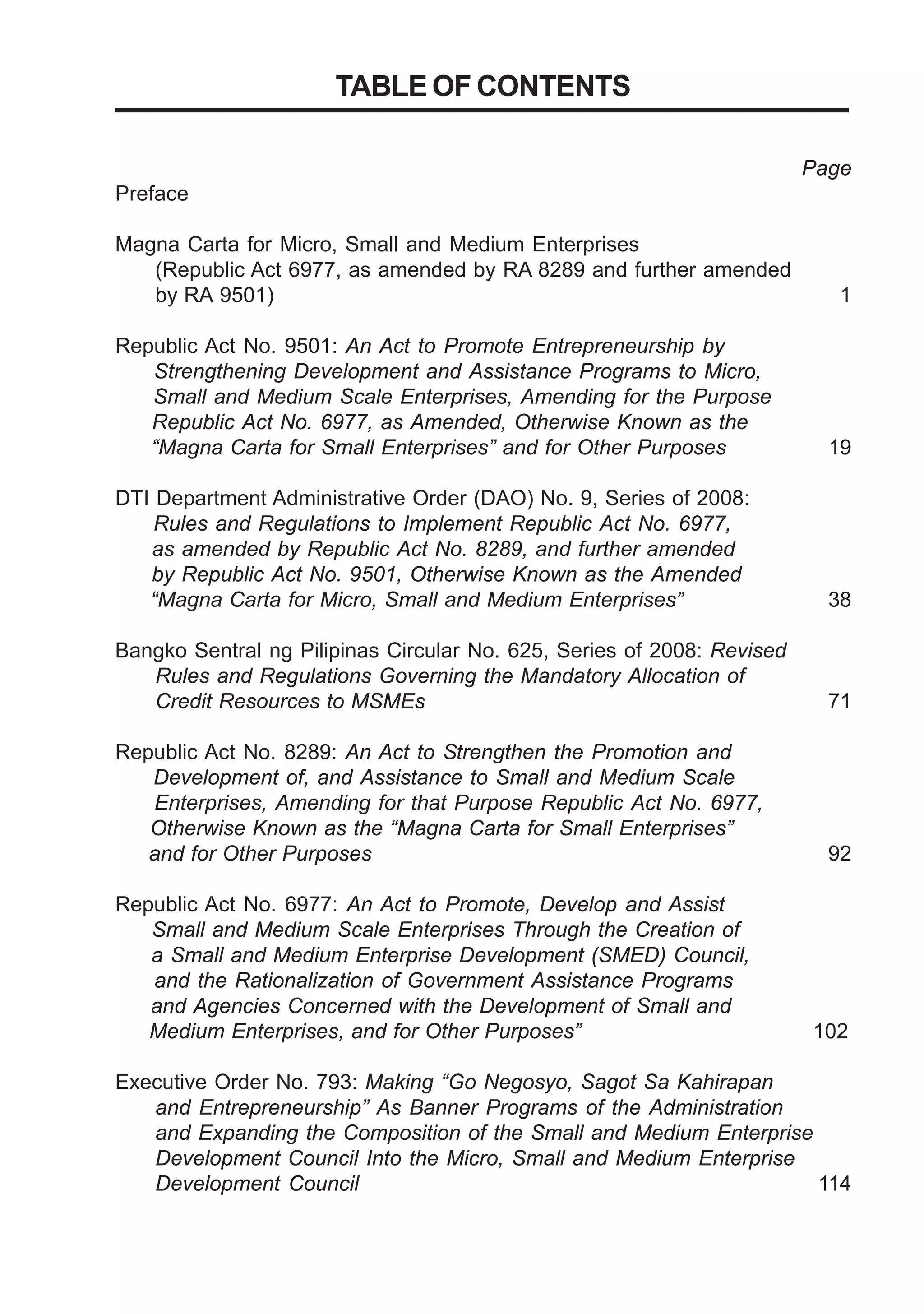 Magna Carta for MSME's (2010) R.A. 9501 | PDF