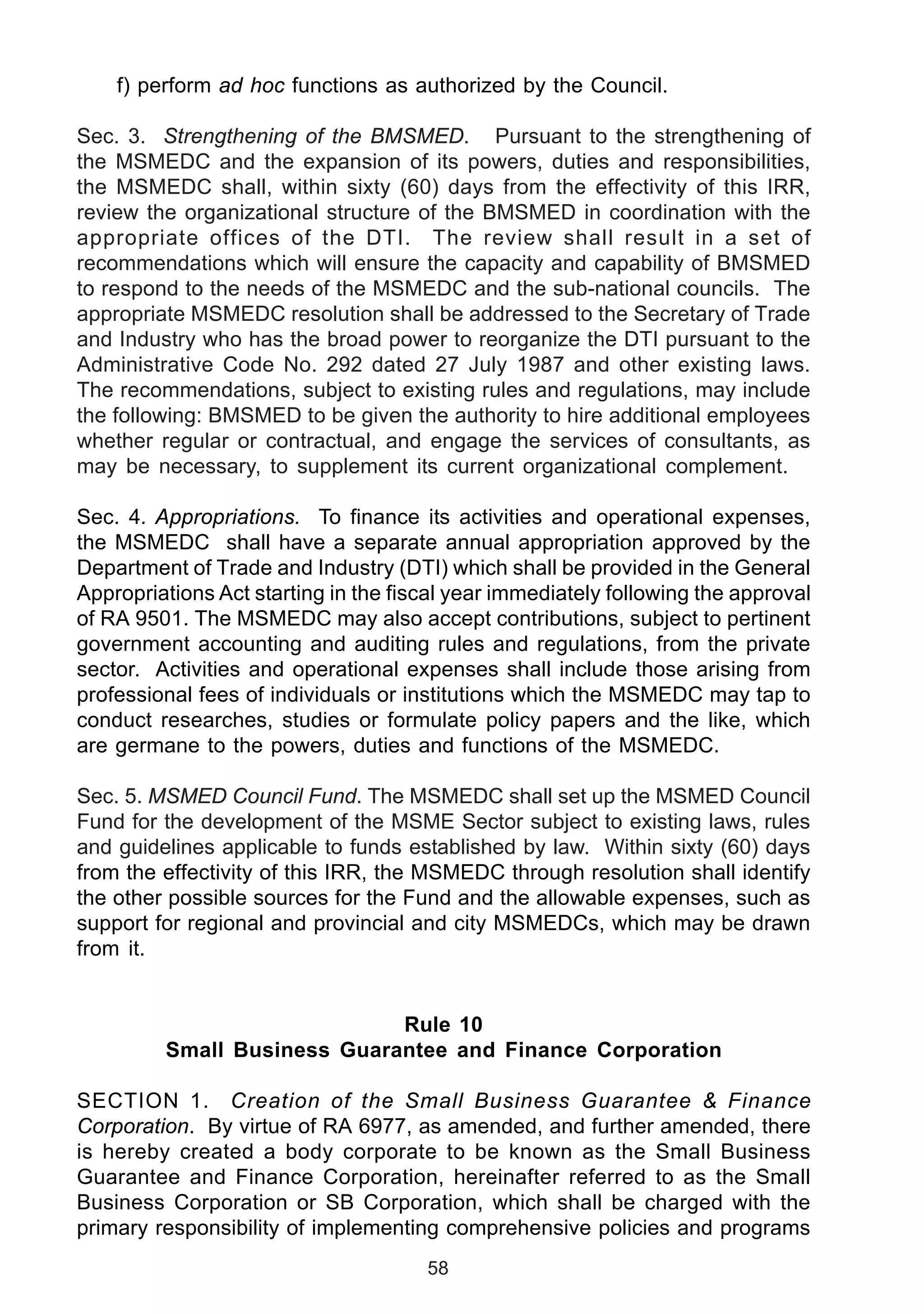 Magna Carta for MSME's (2010) R.A. 9501 | PDF