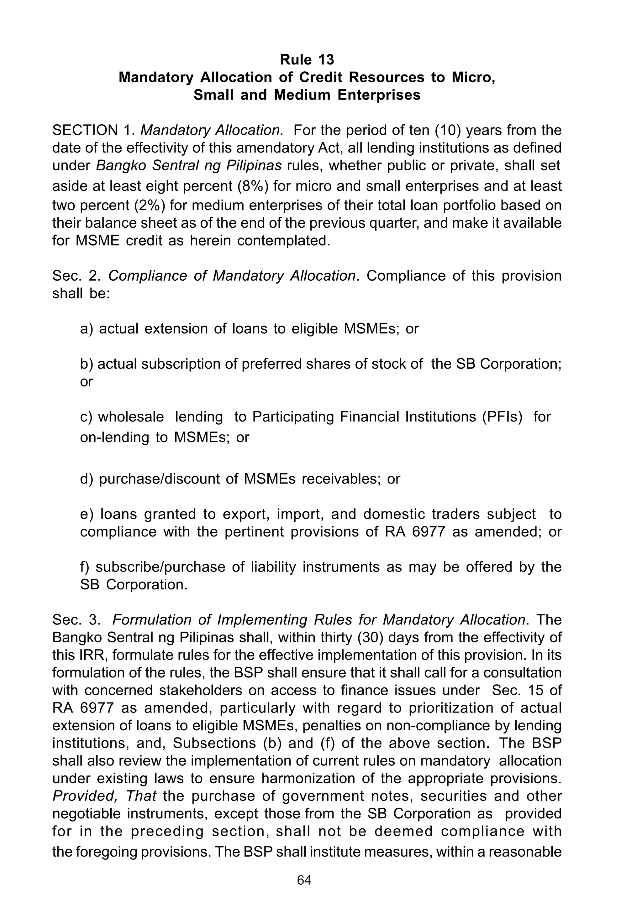 Magna Carta for MSME's (2010) R.A. 9501 | PDF