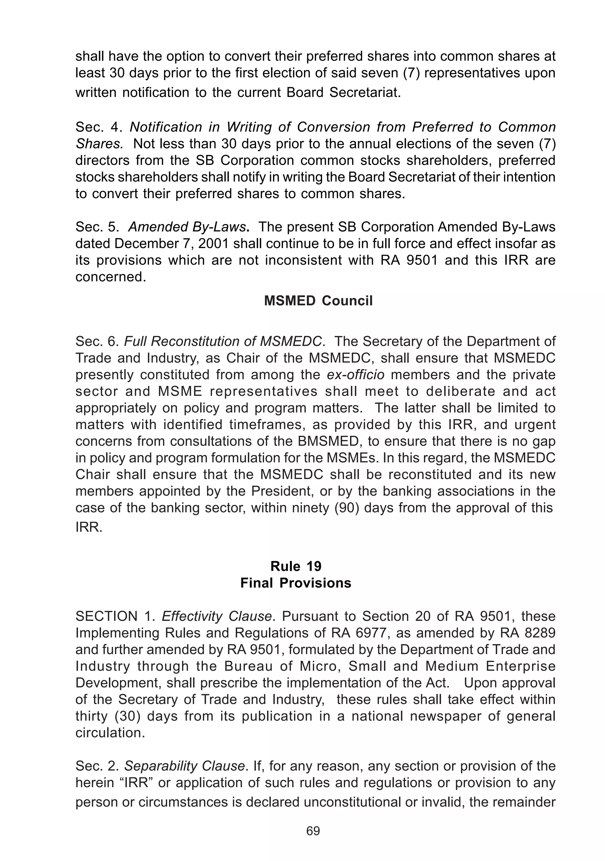 Magna Carta for MSME's (2010) R.A. 9501 | PDF