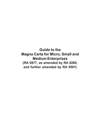 Magna Carta for MSME's (2010) R.A. 9501 | PDF