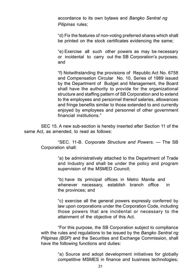 Magna Carta for MSME's (2010) R.A. 9501 | PDF