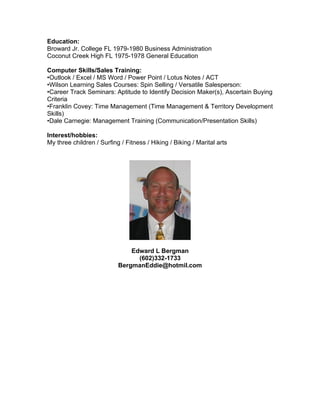 2010 Resumefor Edward L Bergman | PDF
