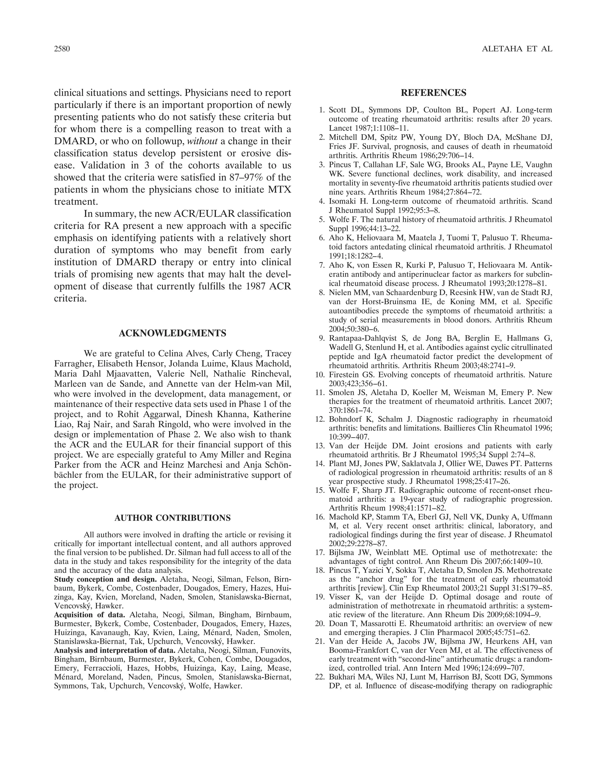 2010 rheumatoid arthritis classification criteria | PDF