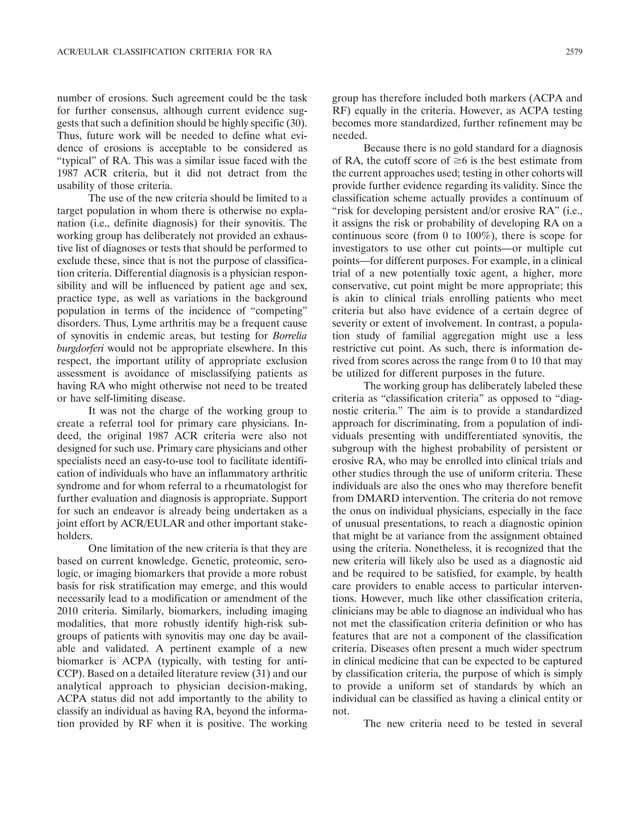 2010 rheumatoid arthritis classification criteria | PDF