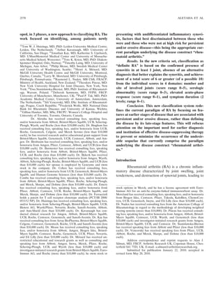 2010 rheumatoid arthritis classification criteria | PDF