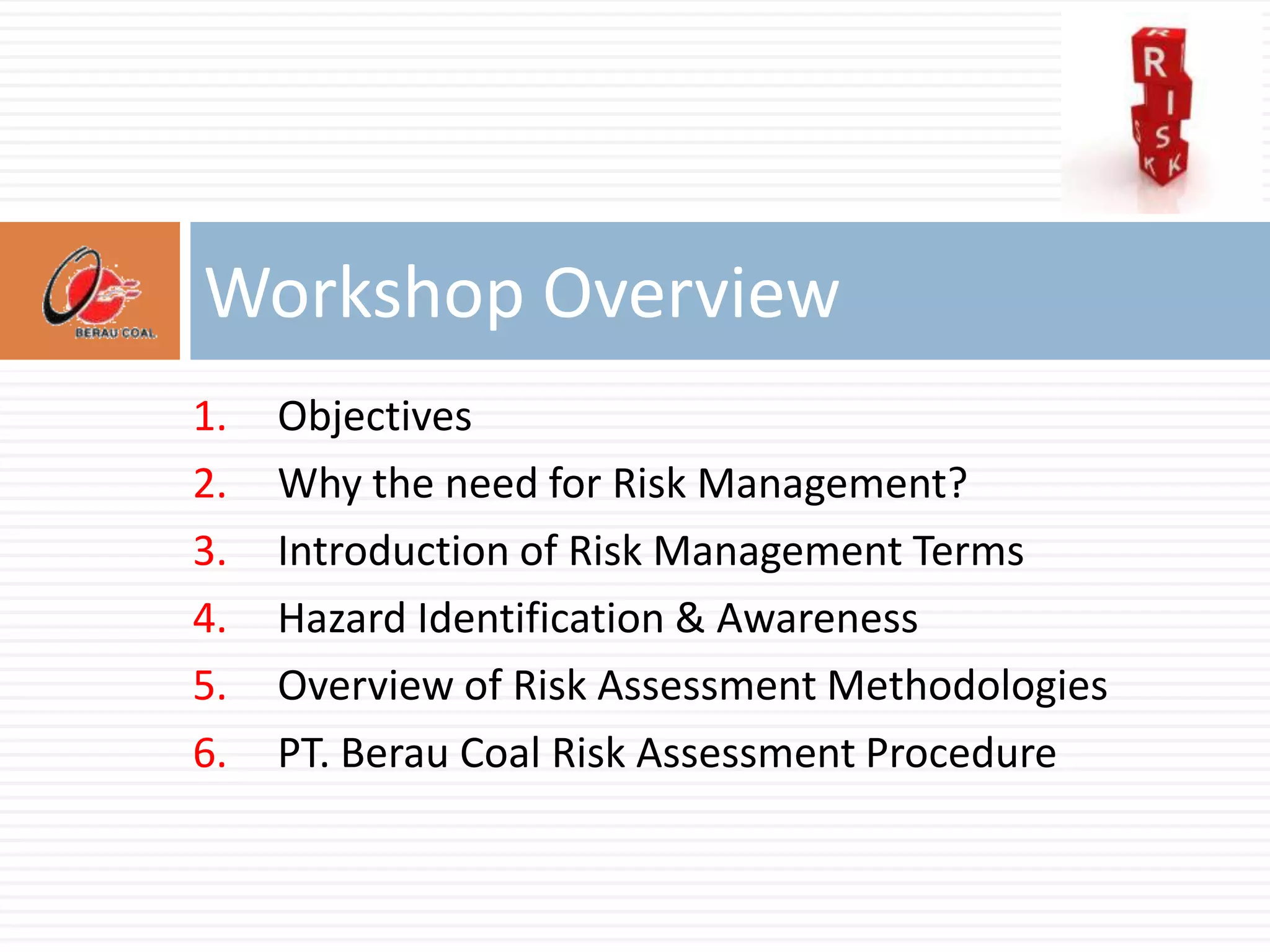 2010; Risk Management Workshop Rev.1.1 | PPTX | Science