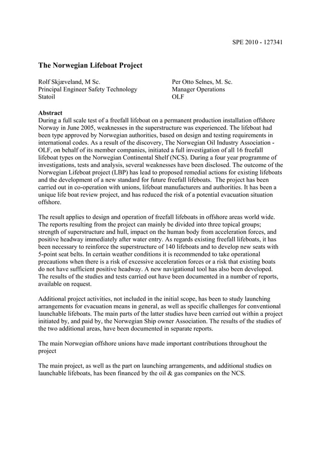 Paper: The Norwegian Lifeboat Project | PDF