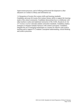 ALA/AASL Standards for Initial Preparation of School Librarians (2010 ...
