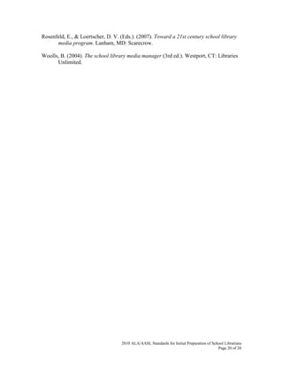 ALA/AASL Standards for Initial Preparation of School Librarians (2010 ...