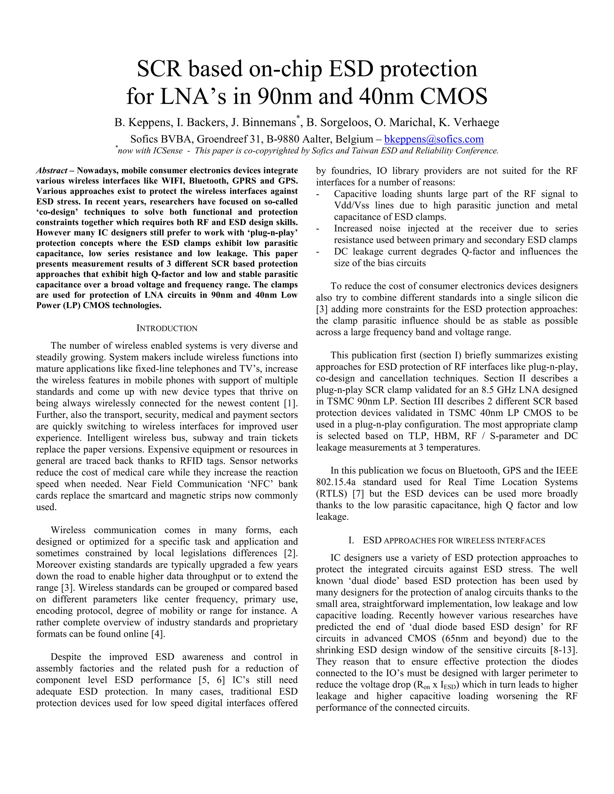On-chip ESD protection for LNA | PDF