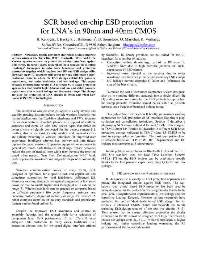 On-chip ESD protection for LNA | PDF