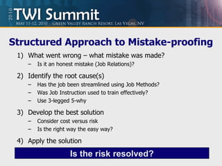 2010 Twi Summit Final Handout The Twi Connection With Problem Solving | PPT