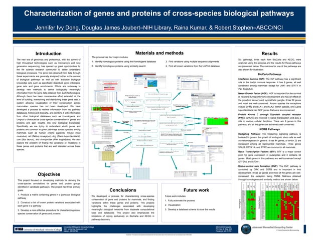 Characterization of genes and proteins of cross-species biological ...