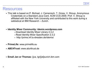 Anonymous Credentials on Java Card - SIT Smartcard 2011 | PPT | Free Download