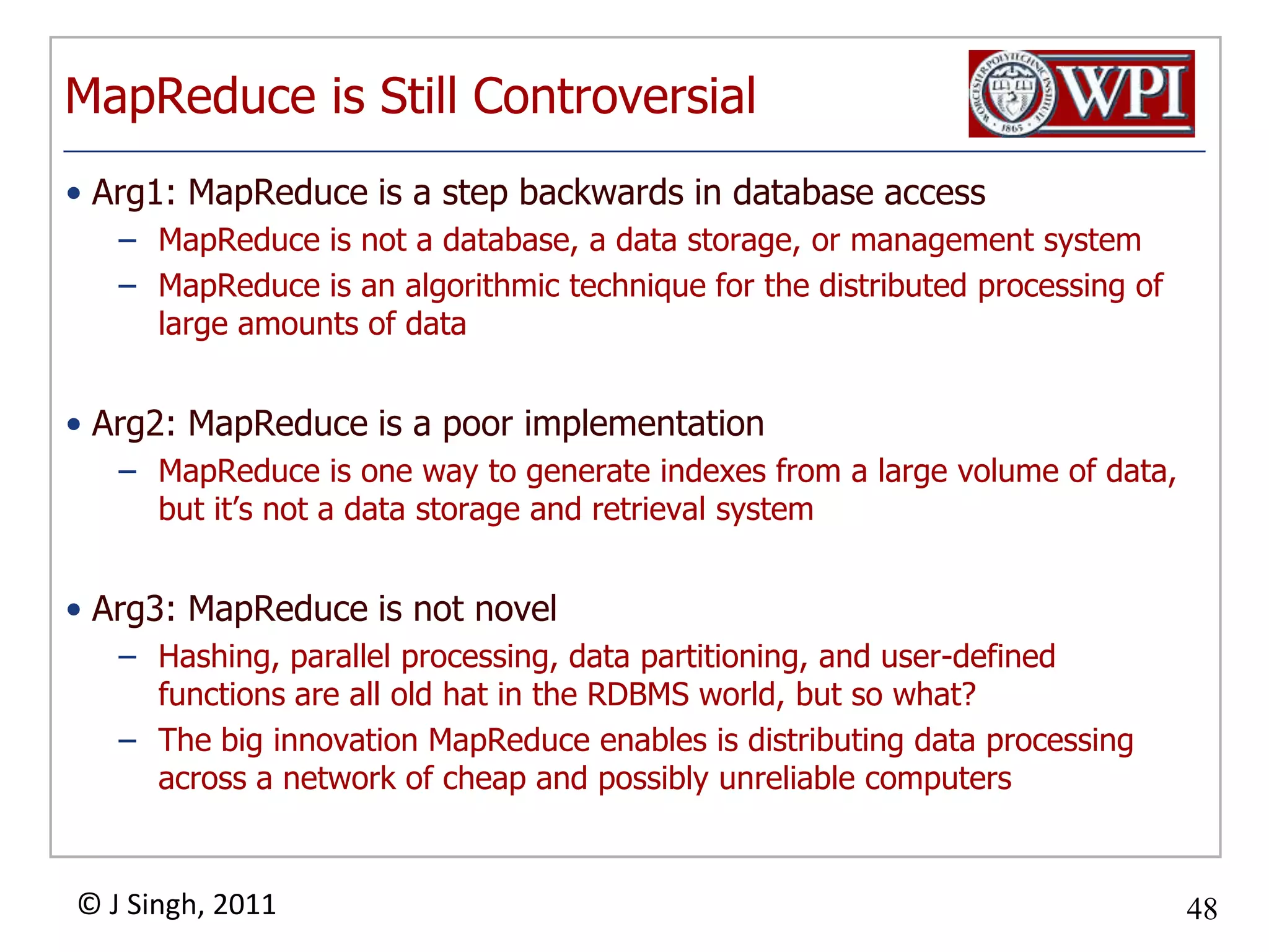 CS 542 Parallel DBs, NoSQL, MapReduce | PPTX
