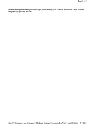 Feb. 28 Waste Management Daily Progress Report | PDF