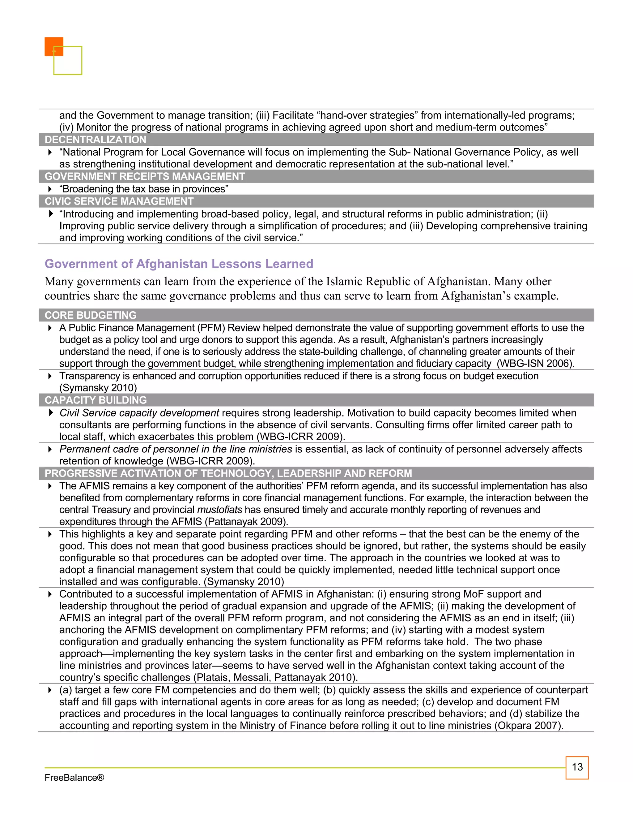 2011 04-25-afghanistan-pfm-case-study | PDF