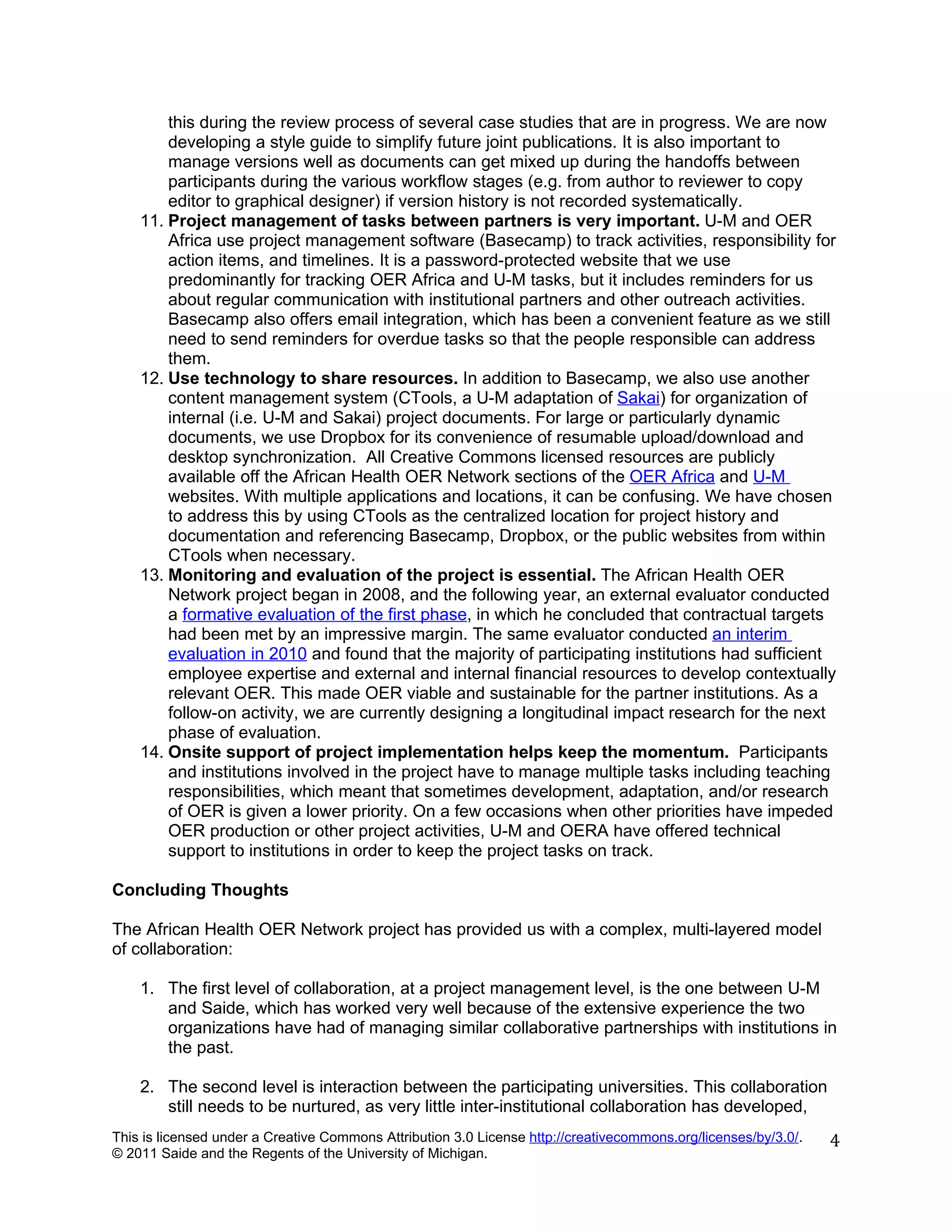 Reflections on the past two and a half years of a collaborative African ...