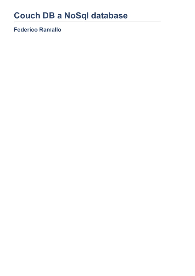 CouchDB: A NoSQL database | PDF | Databases | Computer Software and ...