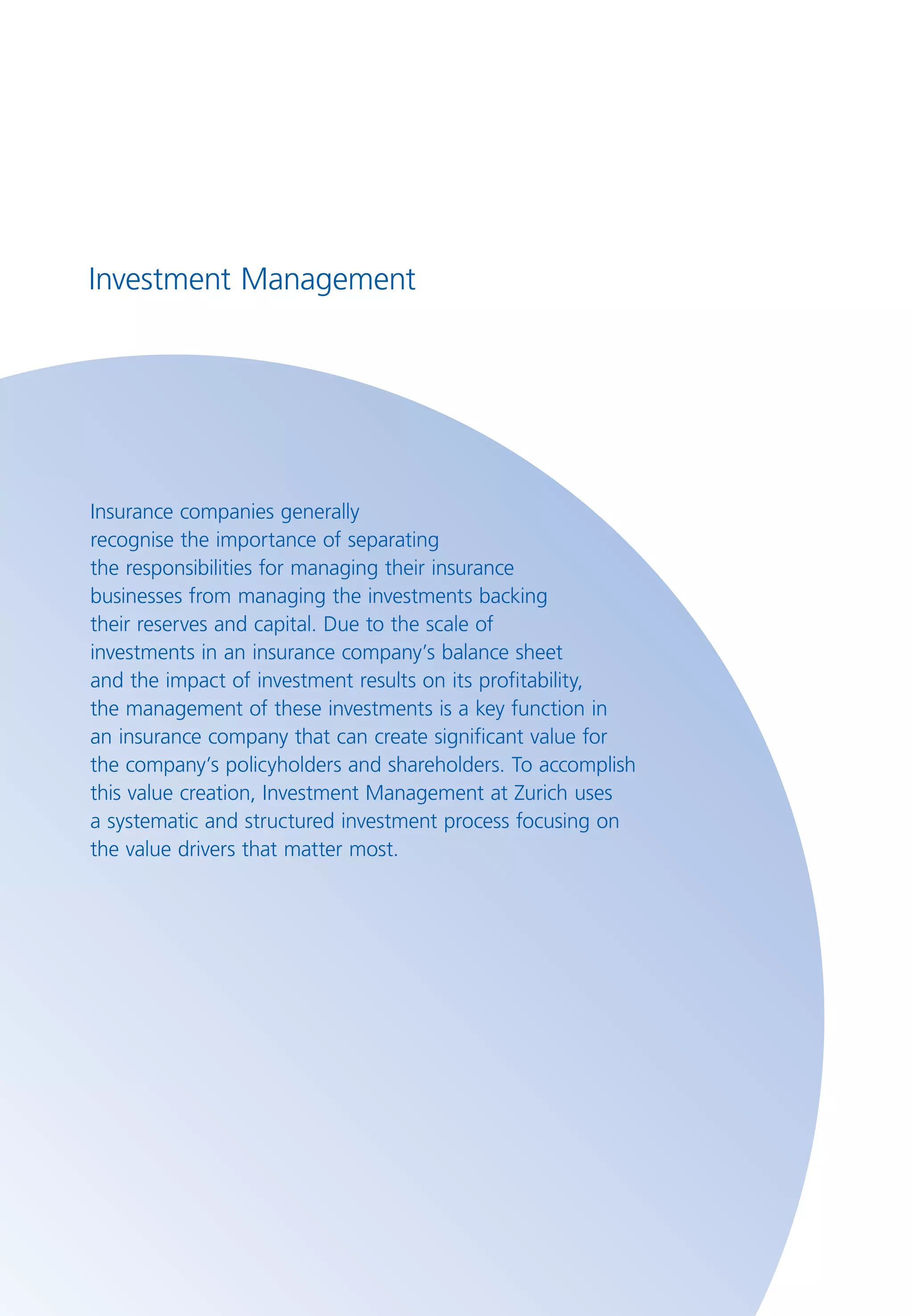 Investment Management – a creator of value in an insurance company | PDF