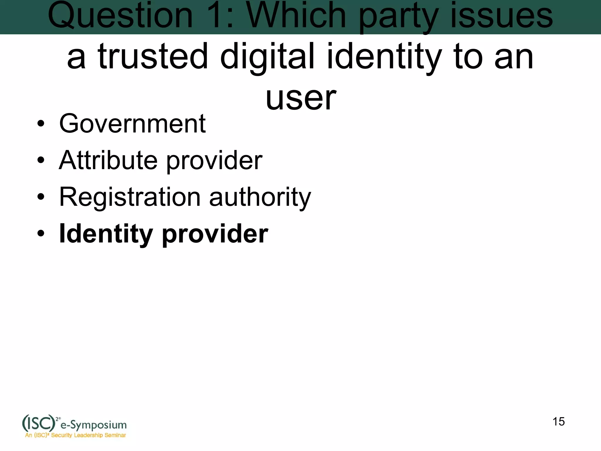 Mobile phone as Trusted identity assistant | PPT