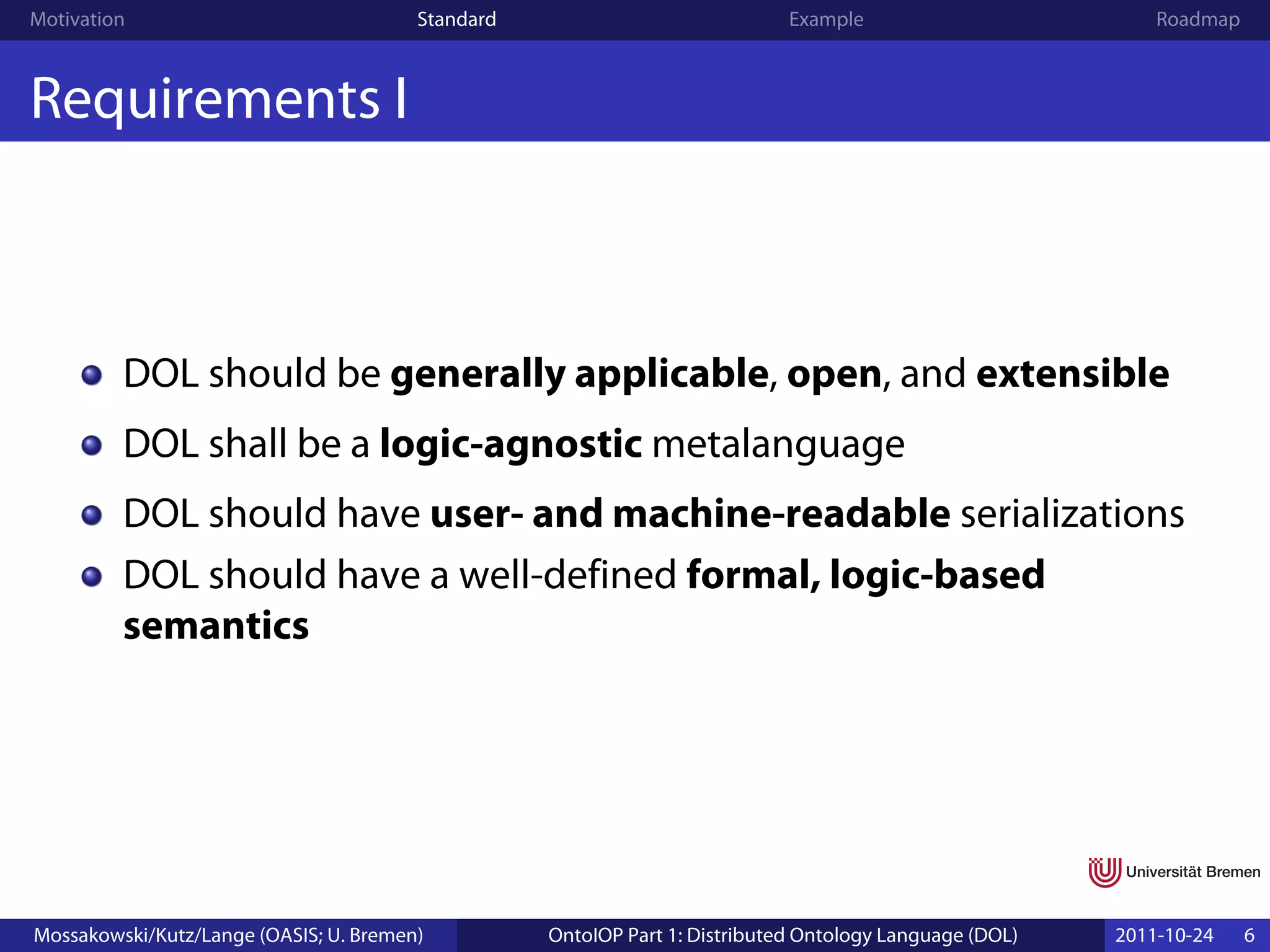 Ontology Integration and Interoperability (OntoIOp) – Part 1: The Distributed Ontology Language ...