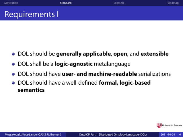Ontology Integration and Interoperability (OntoIOp) – Part 1: The Distributed Ontology Language ...