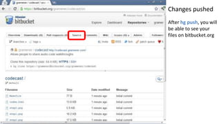 Using Bitbucket and Mercurial | PPT