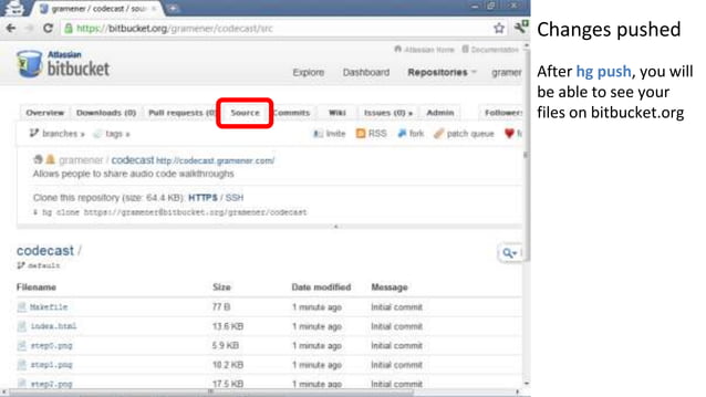 Using Bitbucket and Mercurial | PPT