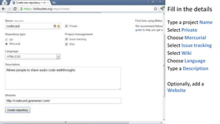 Using Bitbucket and Mercurial | PPT