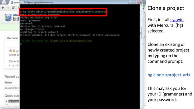 Using Bitbucket and Mercurial | PPT