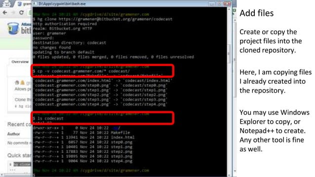 Using Bitbucket and Mercurial | PPT