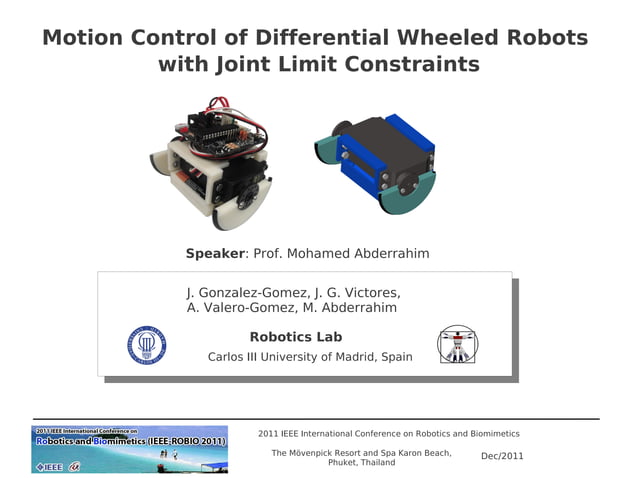 Motion Control of Differential Wheeled Robots with Joint Limit Constraints (Slides) | PPT