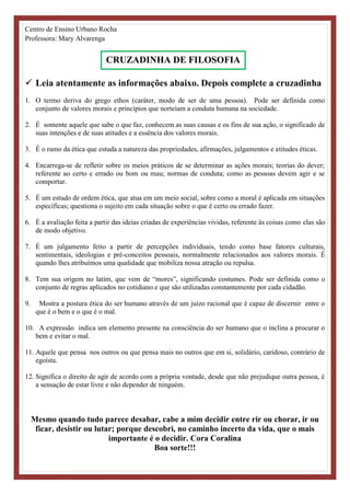 Cruzadinha de Filosofia - Ética | PDF