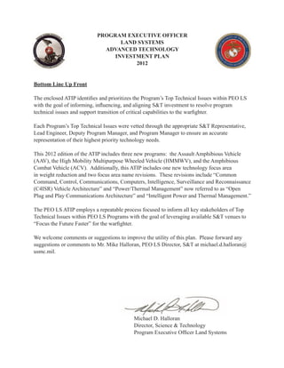 USMC PEO LS Advanced Technology Investment Plan | PDF