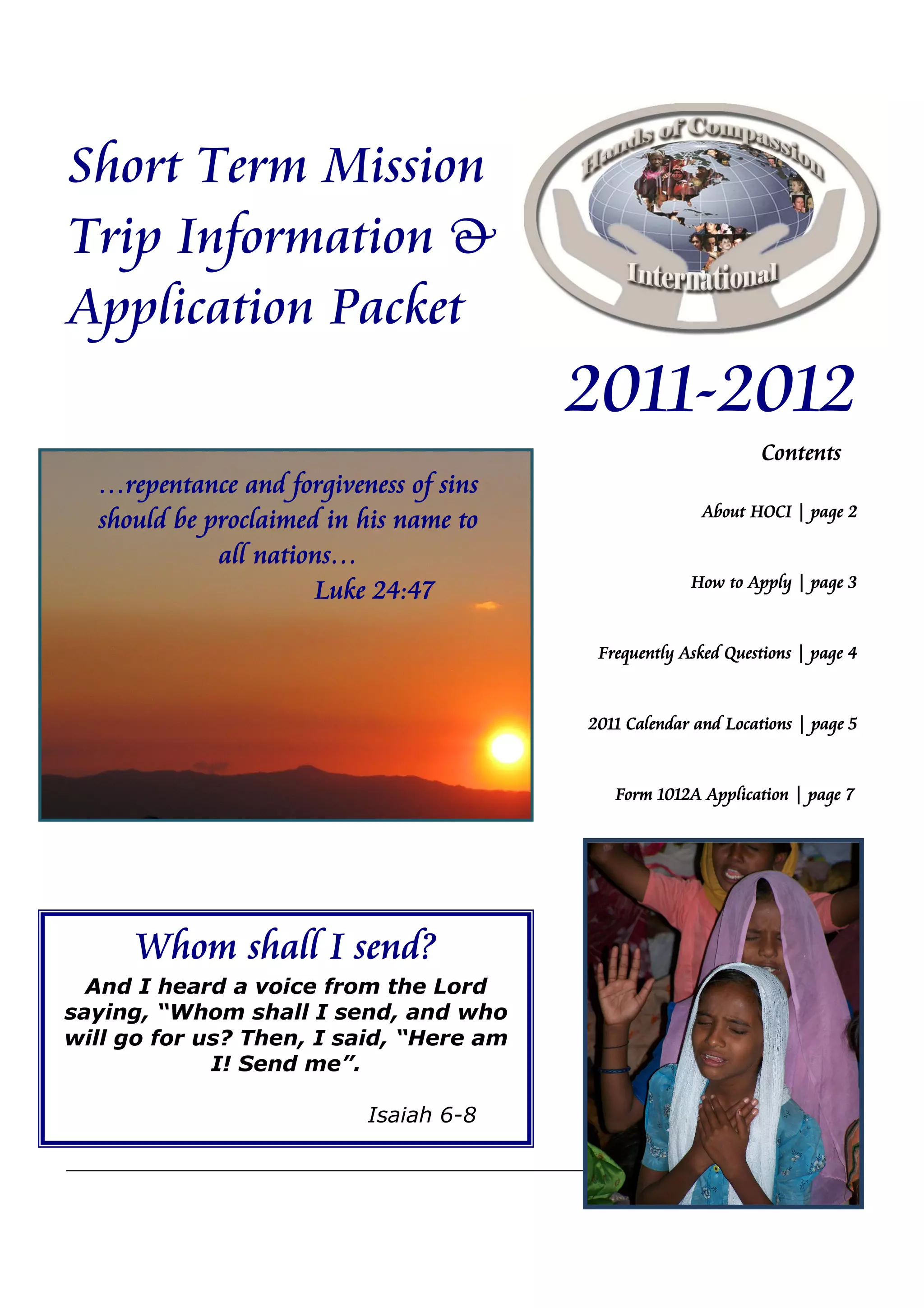 Hands of Compassion mission trip packet5/2011 | PDF