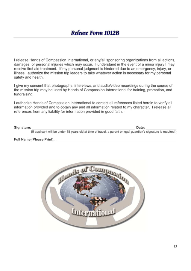 Hands of Compassion mission trip packet5/2011 | PDF | Adoption and ...